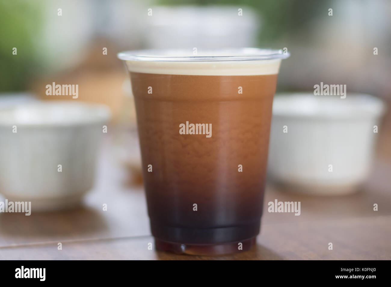Sparkling Nitro Cold Brew Coffee in plastic take away cup ready to ...