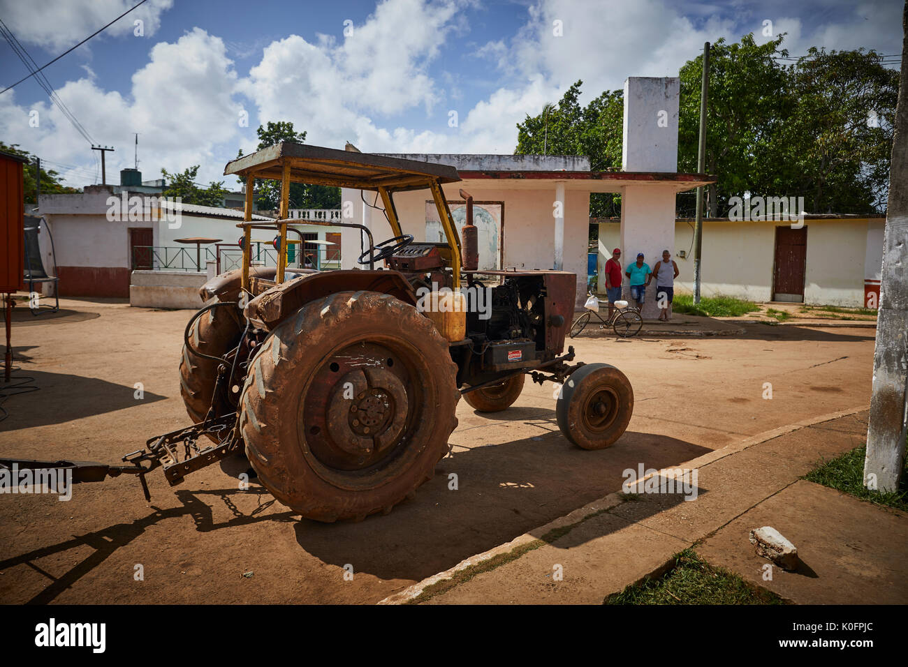 Cuban, Cuba, Cardenas, tractor parked up in the village Stock Photo - Alamy