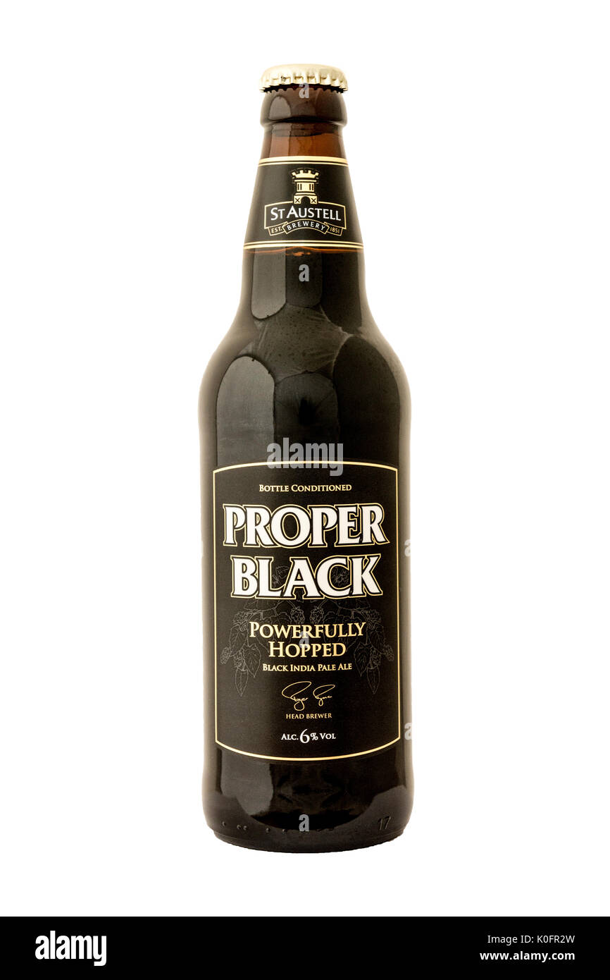 St Austell Brewery Proper Black bottled beer Stock Photo - Alamy