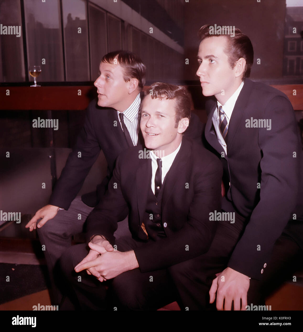 THE KINGSTON TRIO US vocal group in 1963. From left: Nick Reynolds, Bob ...