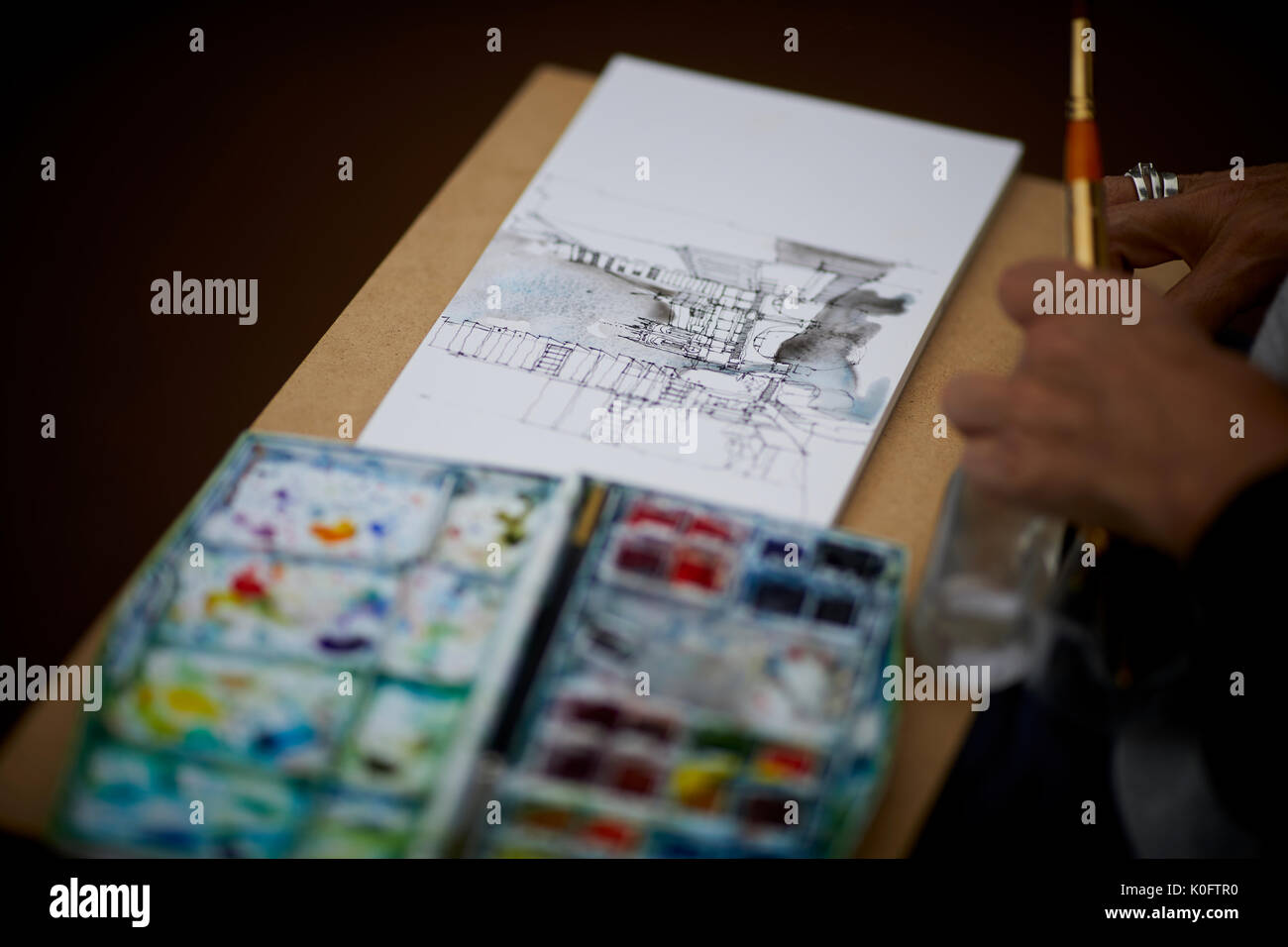 Urban drawing group meet at the Lowry hotel before sketching Salford ...