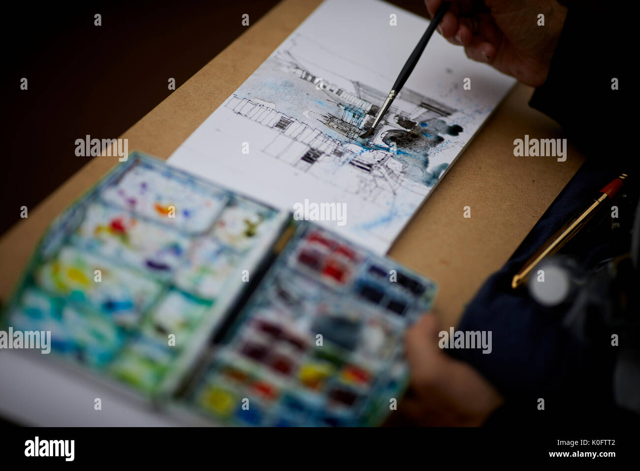 Urban drawing group meet at the Lowry hotel before sketching Salford ...