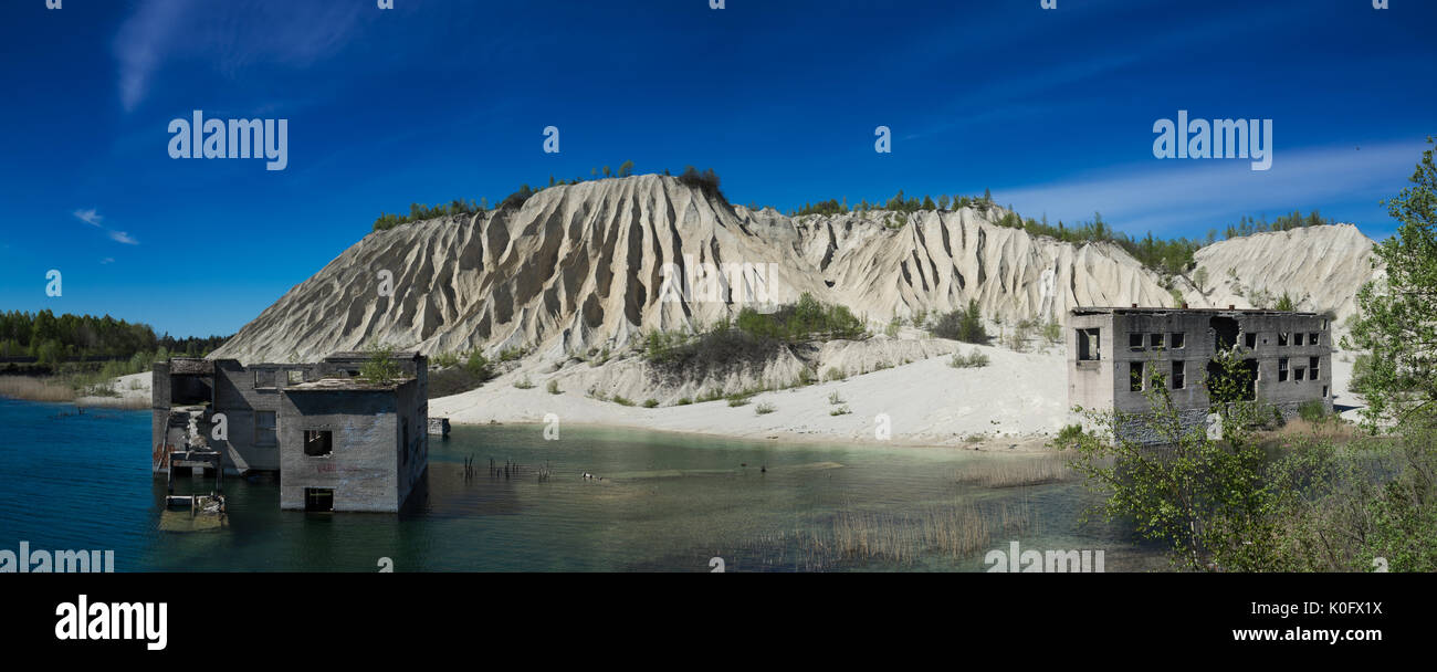 Abandoned mines and hauses. Quarry and old prison architecture. Crystal ...