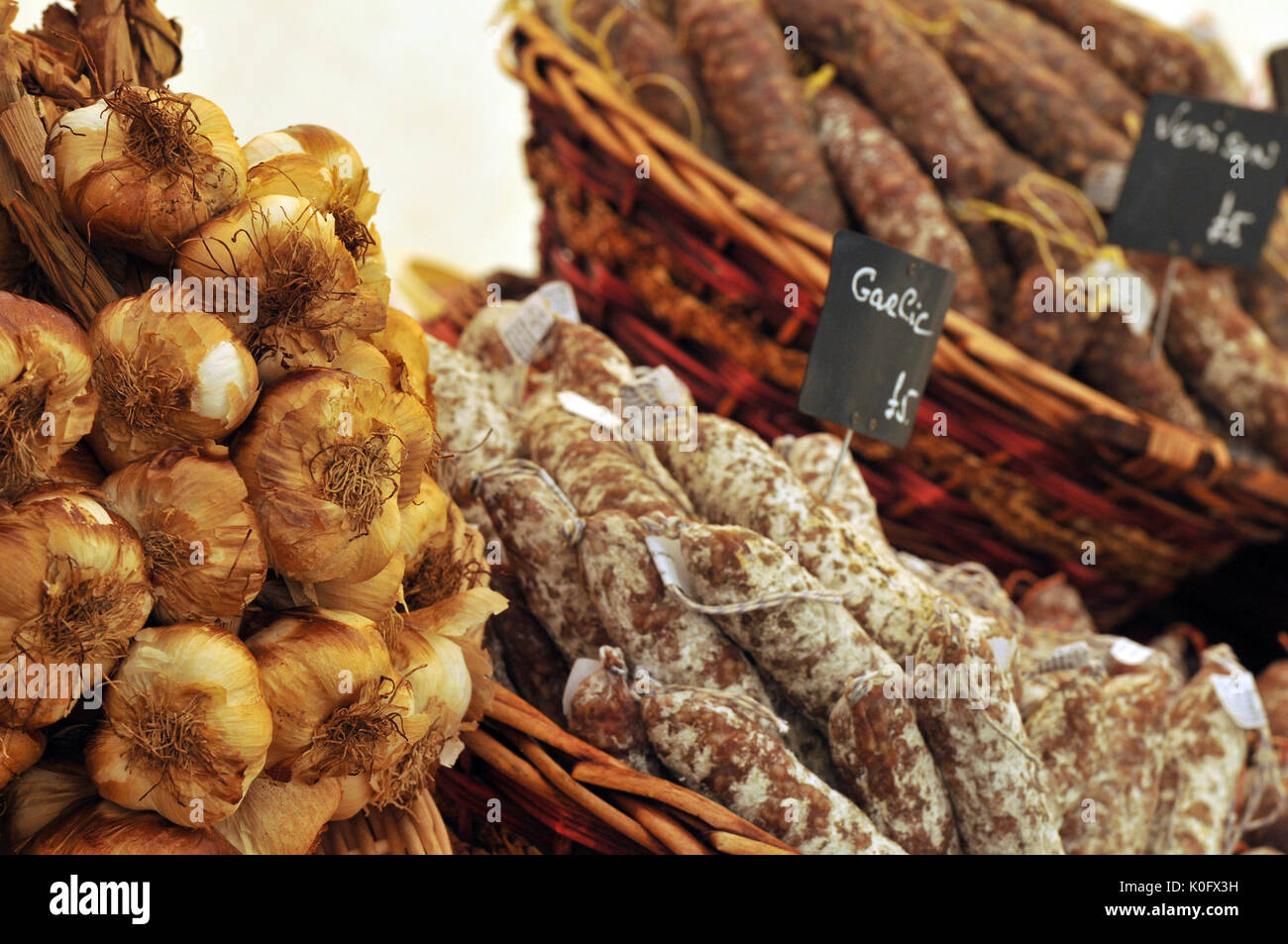 fresh organic garlic on display at a fair and the garlic festival on ...