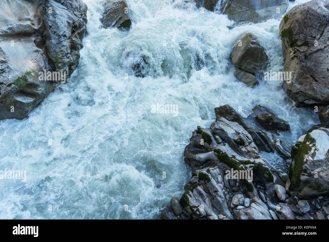 Ötztal Valley mountain river. Wellerbrück. Ötztaler Ache, Oetz, Austria ...
