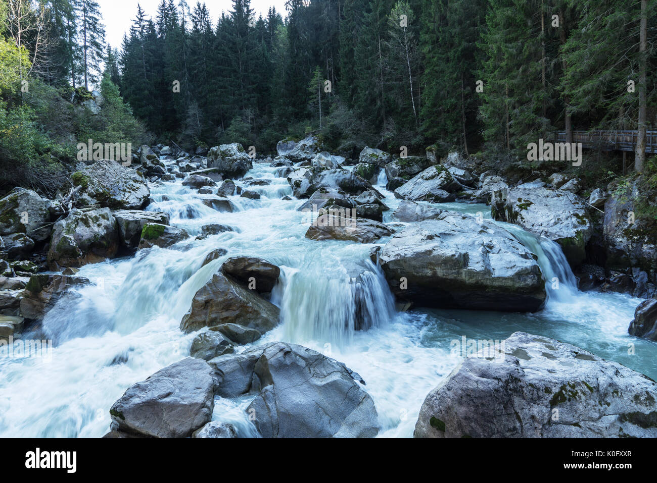 Ötztal Valley mountain river. Wellerbrück. Ötztaler Ache, Oetz, Austria ...