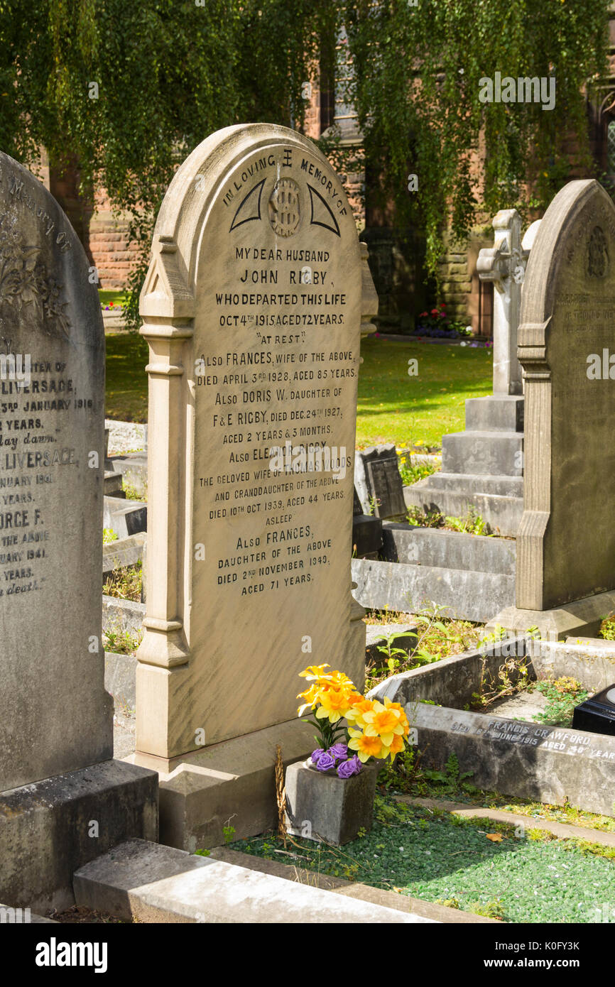 Gravestone of Eleanor Rigby in the graveyard of St Peters church ...