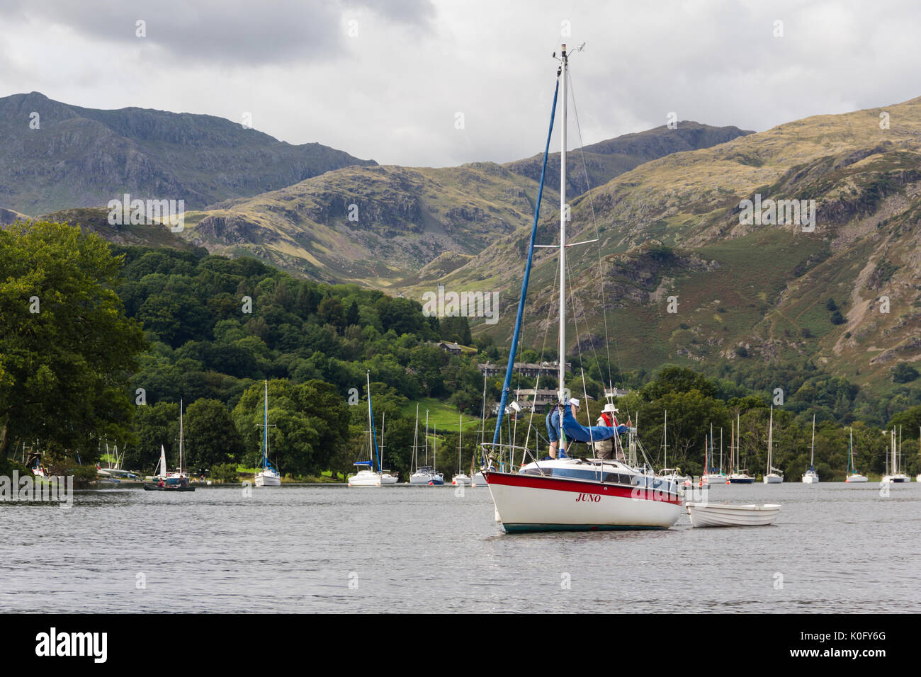 Yacht named Juno with two people on board near Coniston sailing club on ...