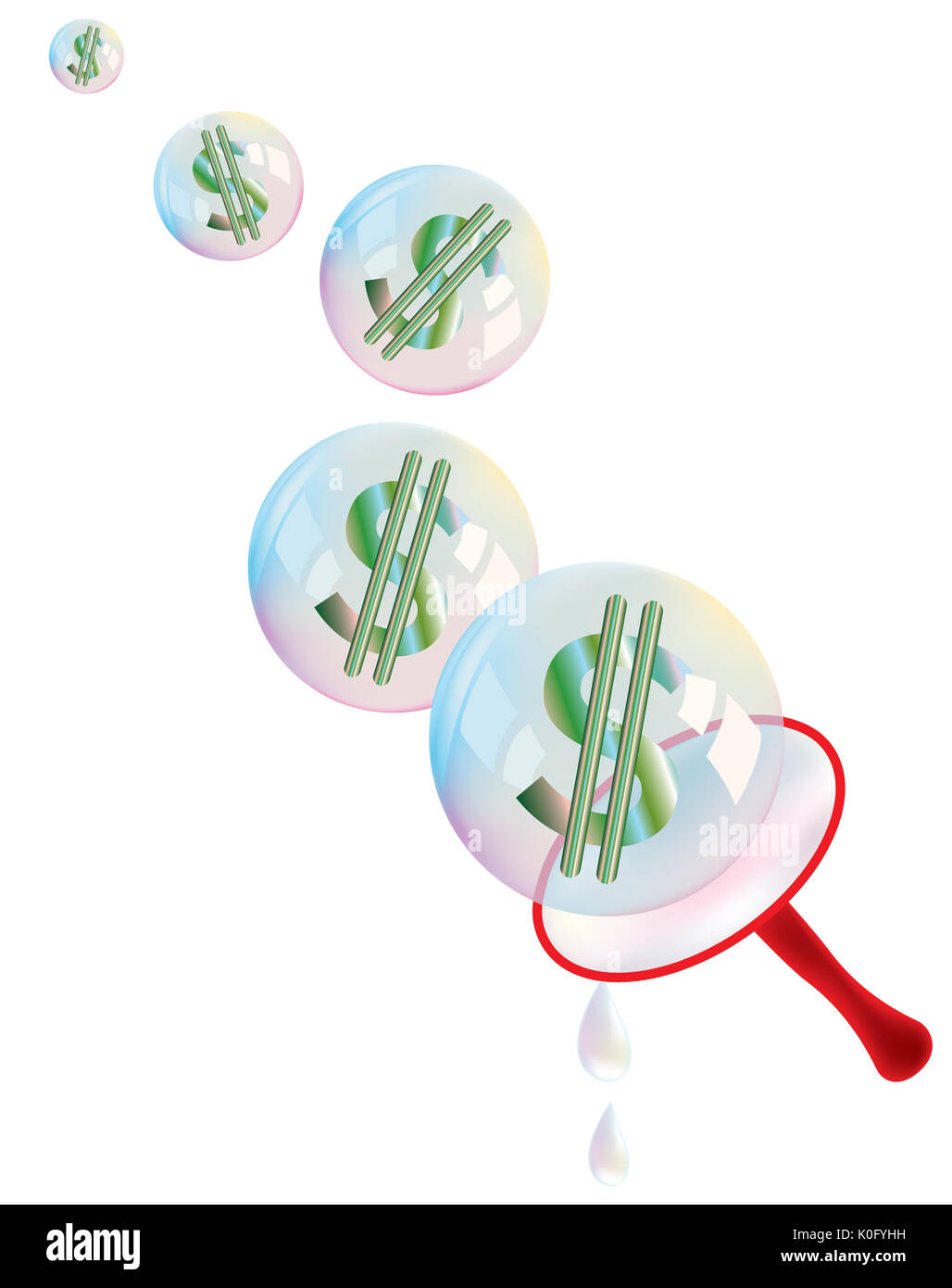 Different currency in the bubbles on white background Stock Photo - Alamy