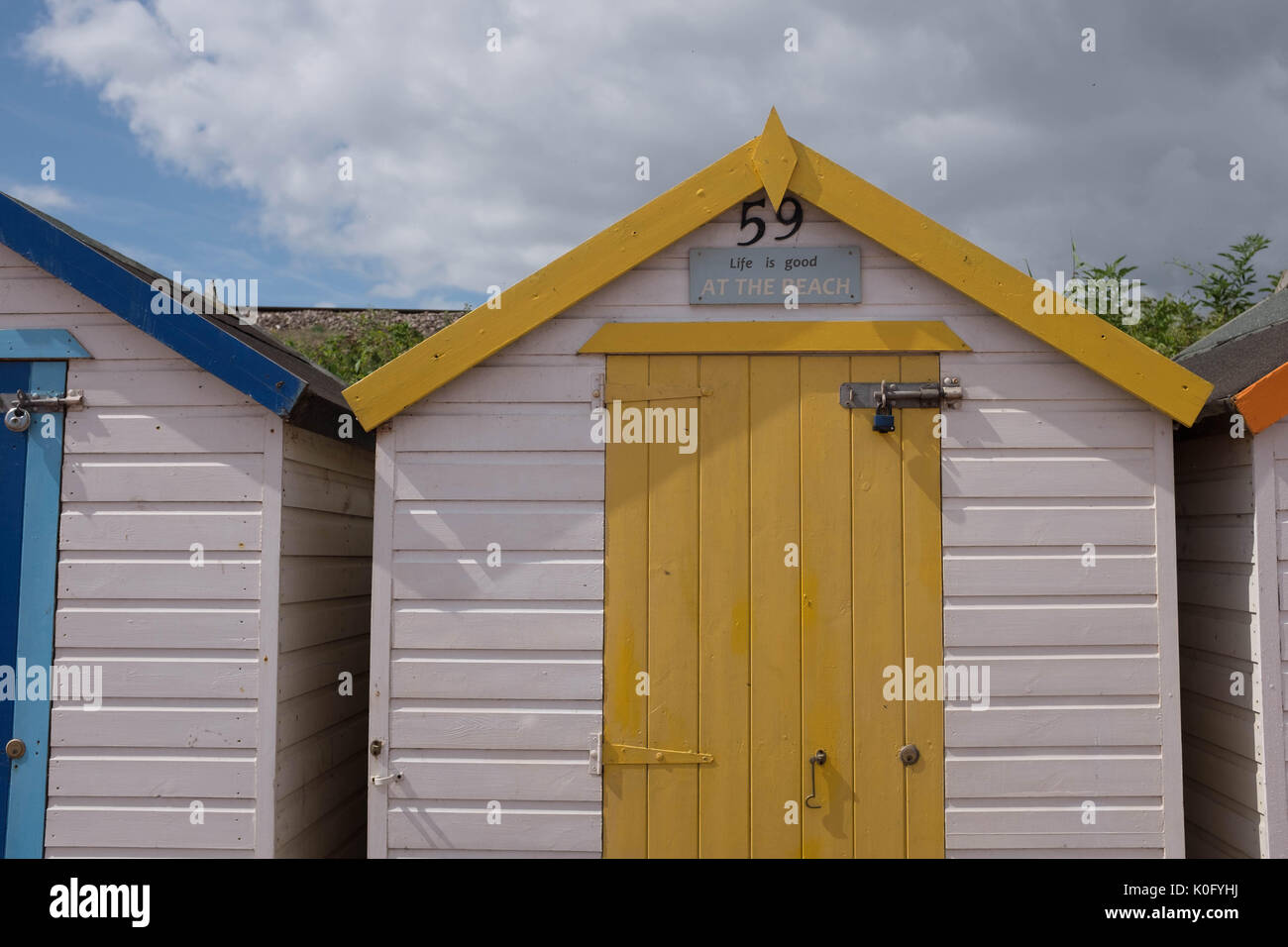 Beach huts at Goodrington Sands, Paignton, Devon Stock Photo - Alamy