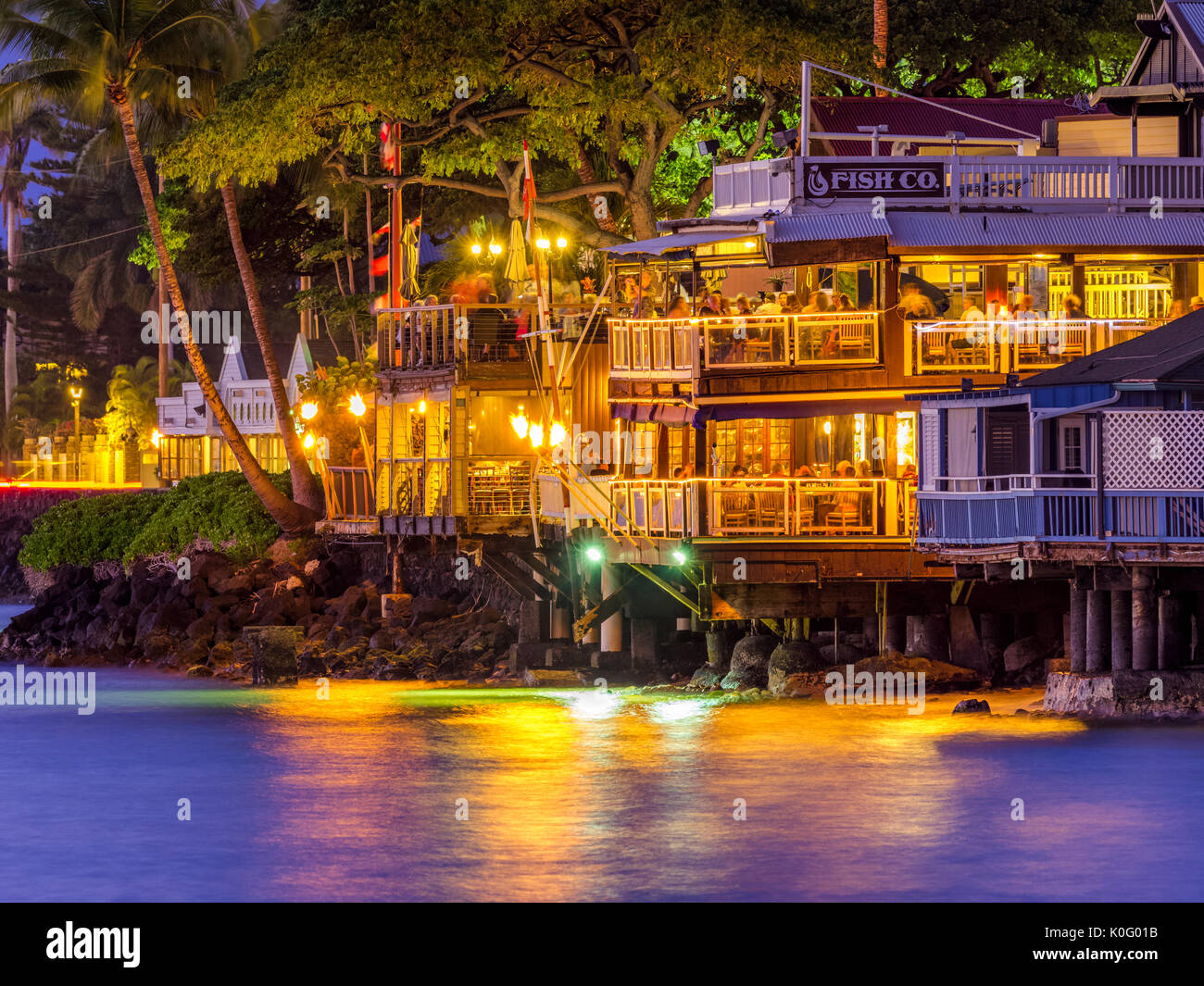 Lahaini at night on Maui Hawaii Stock Photo - Alamy