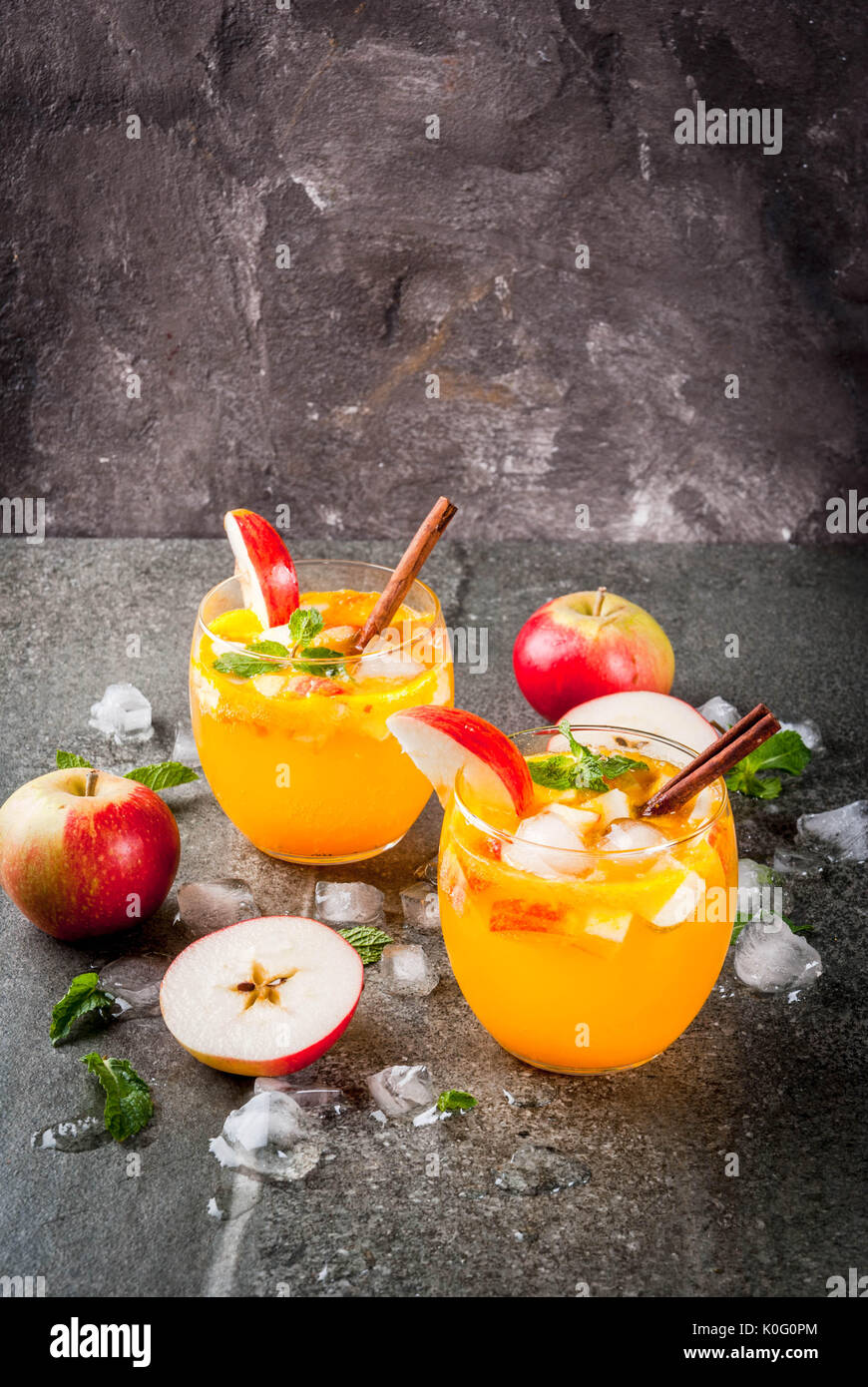 Traditional fall drinks, Apple cider mojito cocktails with mint ...
