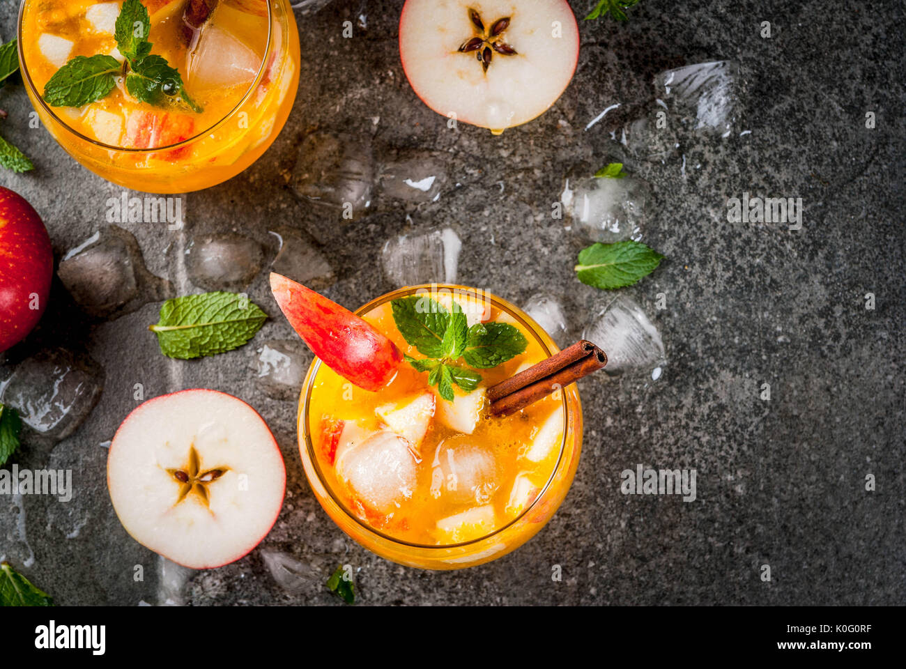 Traditional fall drinks, Apple cider mojito cocktails with mint ...