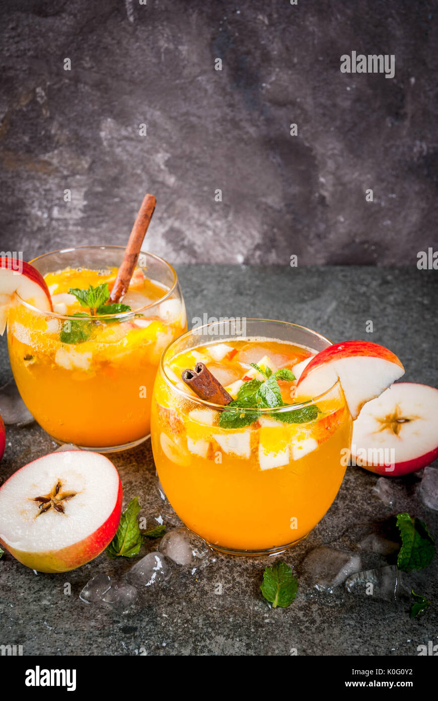 Traditional fall drinks, Apple cider mojito cocktails with mint ...