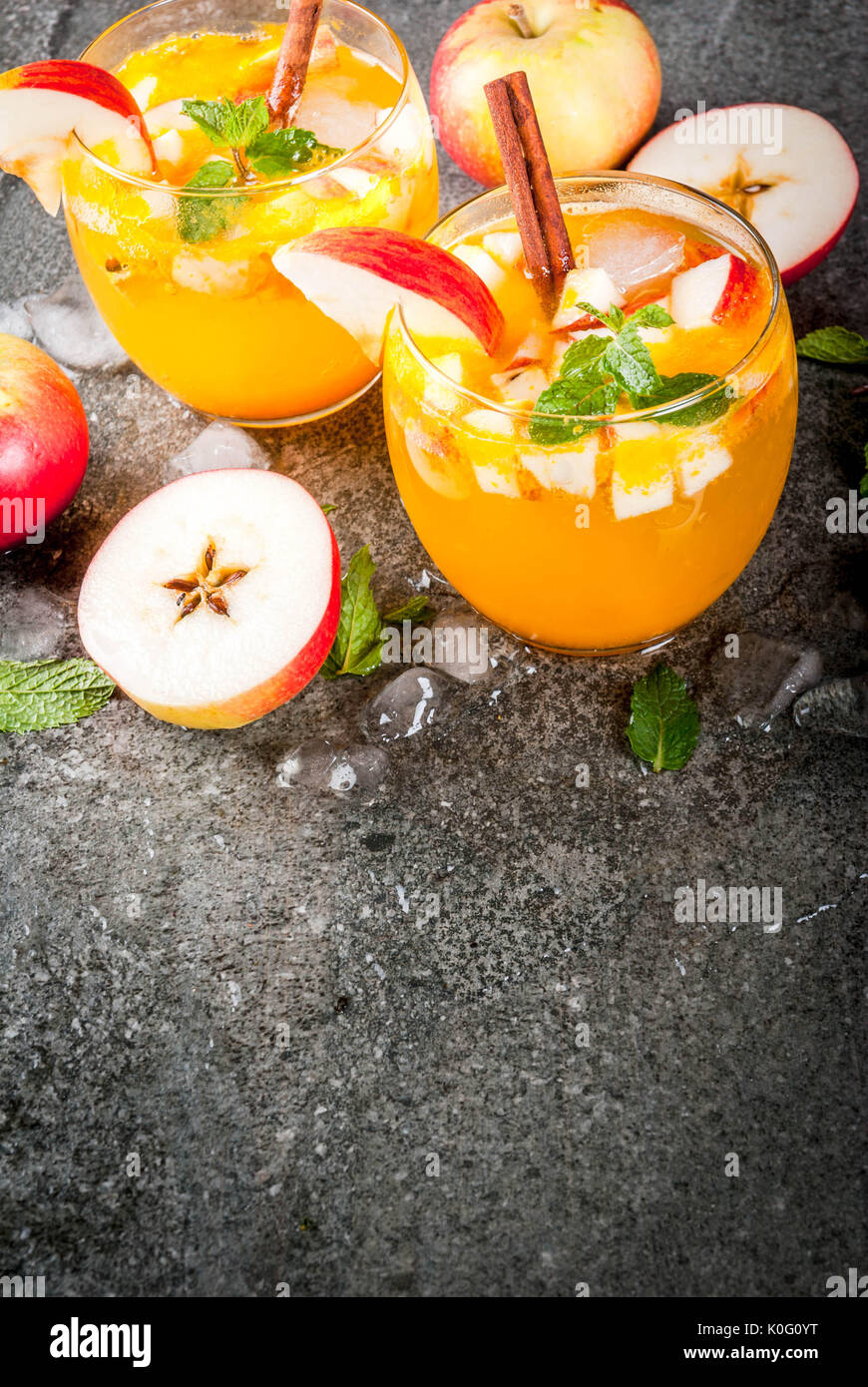 Traditional fall drinks, Apple cider mojito cocktails with mint ...
