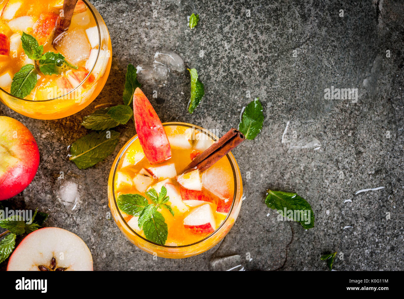 Traditional fall drinks, Apple cider mojito cocktails with mint ...