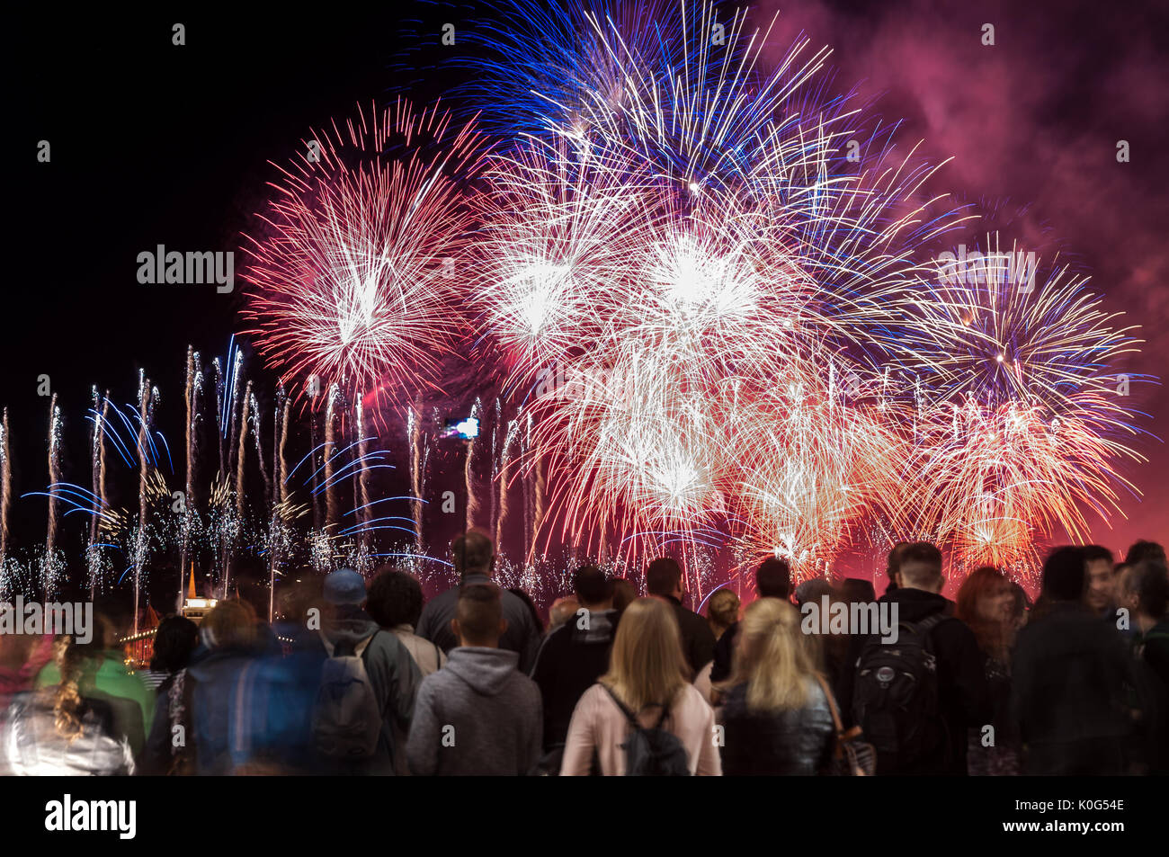 People enjoy to watch firework Stock Photo - Alamy