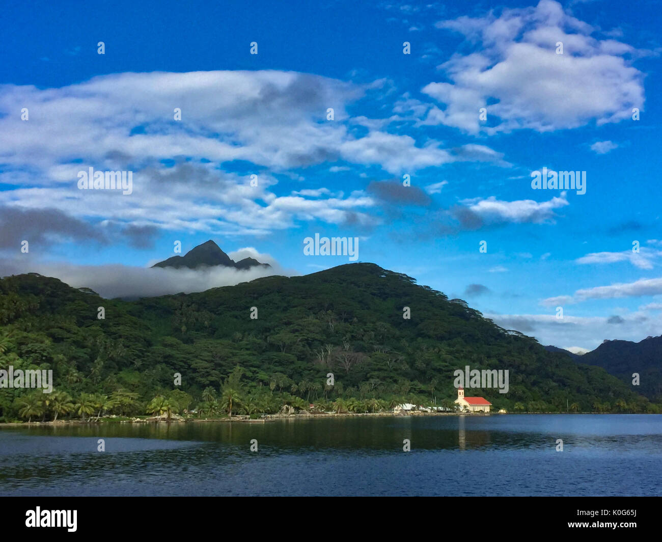 Stunning views of the mountains of Raiatea in French Polynesia Stock ...