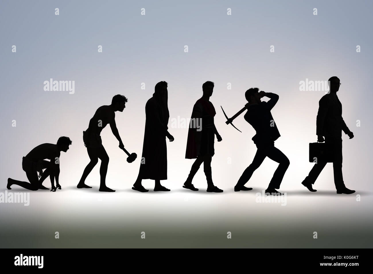 Progression of man mankind from ancient to modern Stock Photo - Alamy