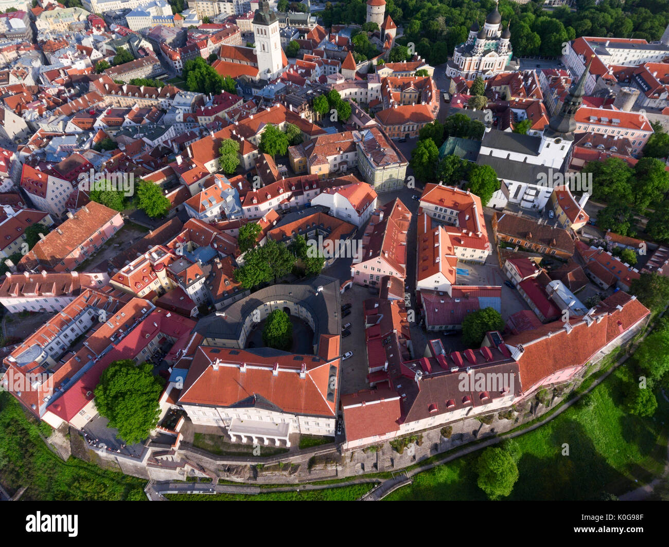 Aerial view at old town of Tallinn city. The best preserved medieval ...