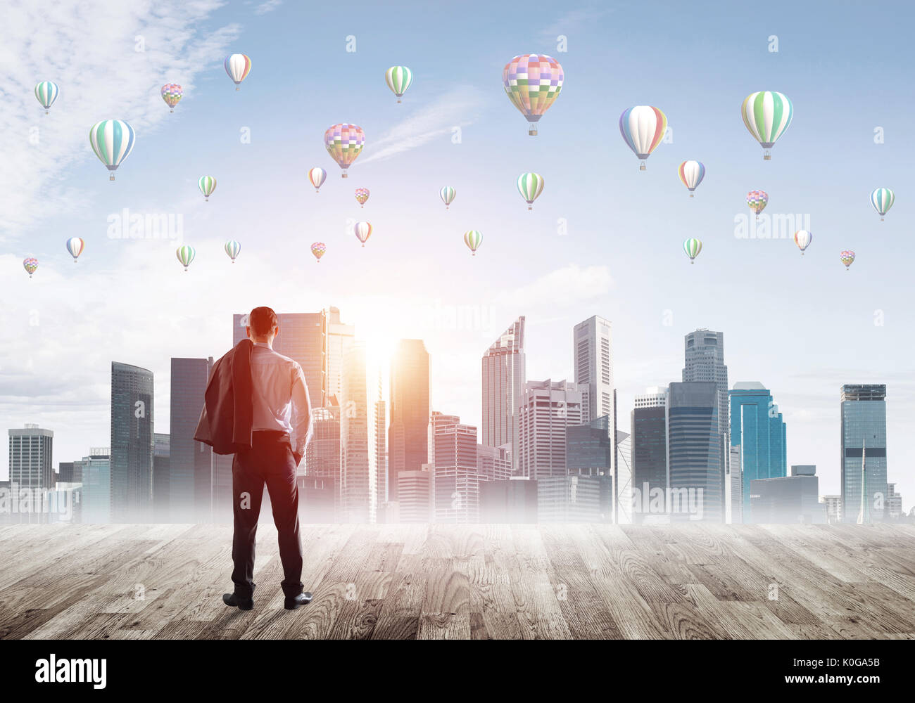 Motivation and inspiration concept with modern cityscape and ...