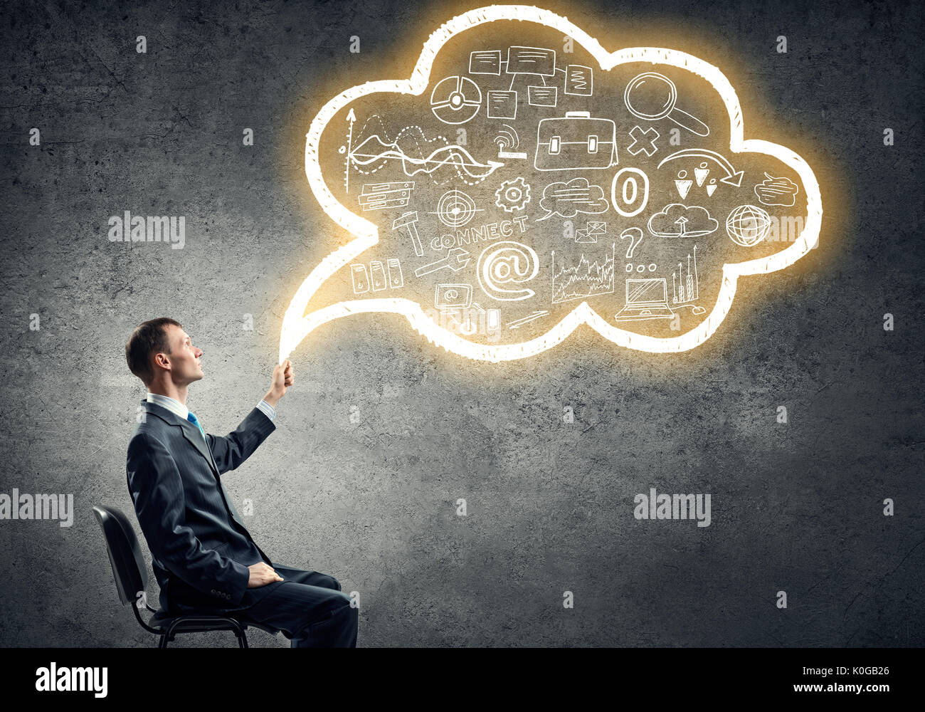 He is thinking over his plan Stock Photo - Alamy