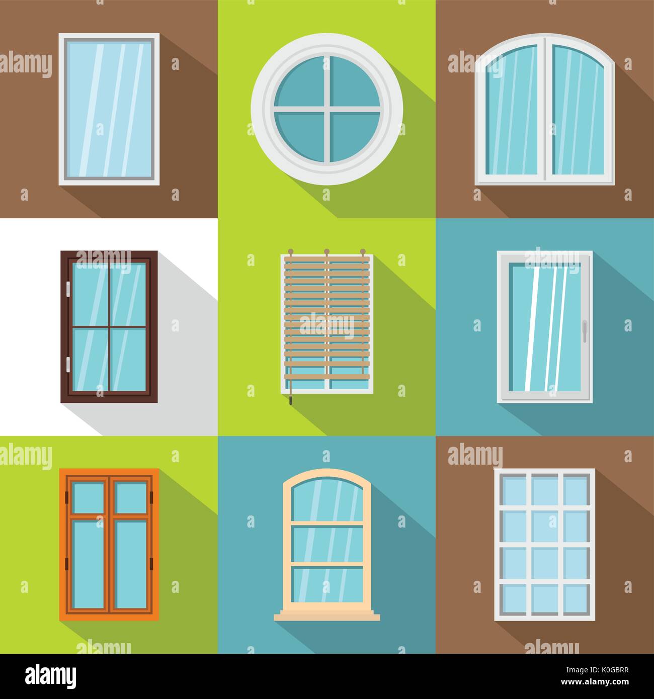 Big window icons set, flat style Stock Vector Image & Art - Alamy
