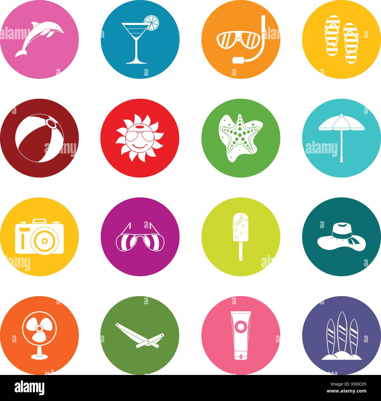 Summer rest icons many colors set Stock Vector Image & Art - Alamy