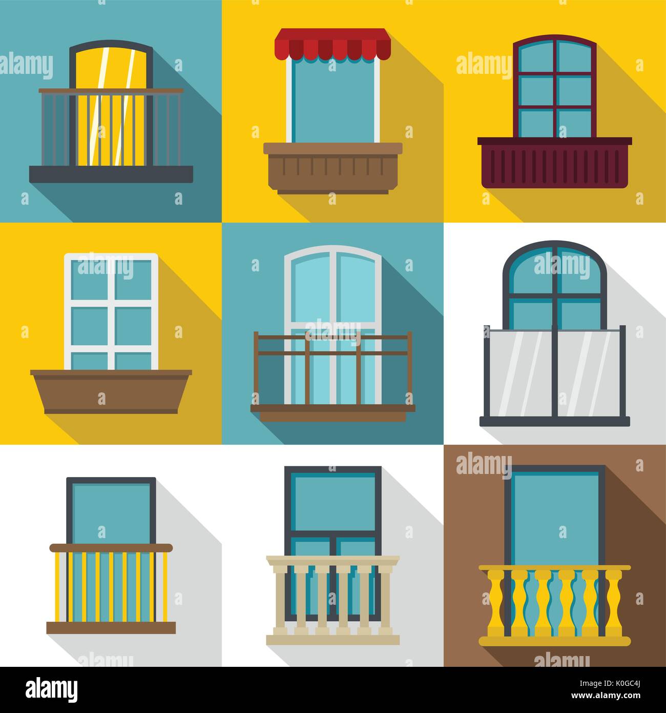 Window icons set, flat style Stock Vector Image & Art - Alamy