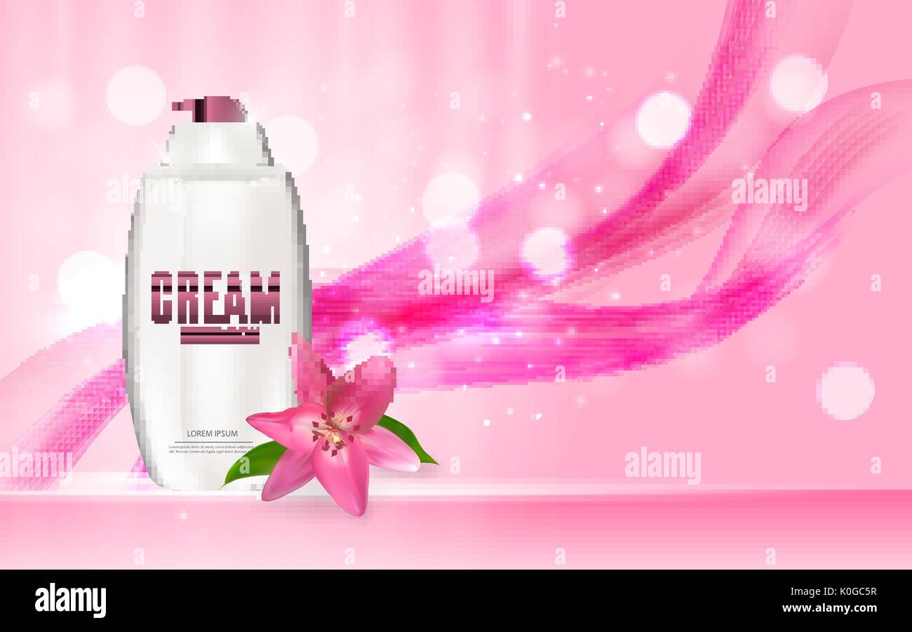 Shower Gel Bottle Template for Ads or Magazine Background. 3D Realistic ...