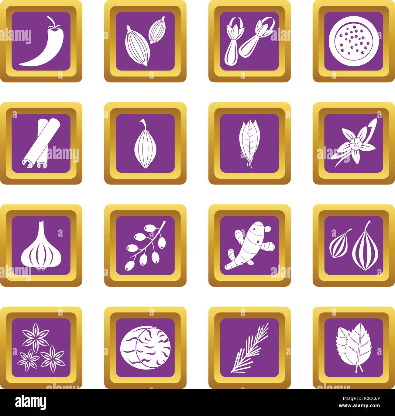 Spice icons set purple Stock Vector Image & Art - Alamy