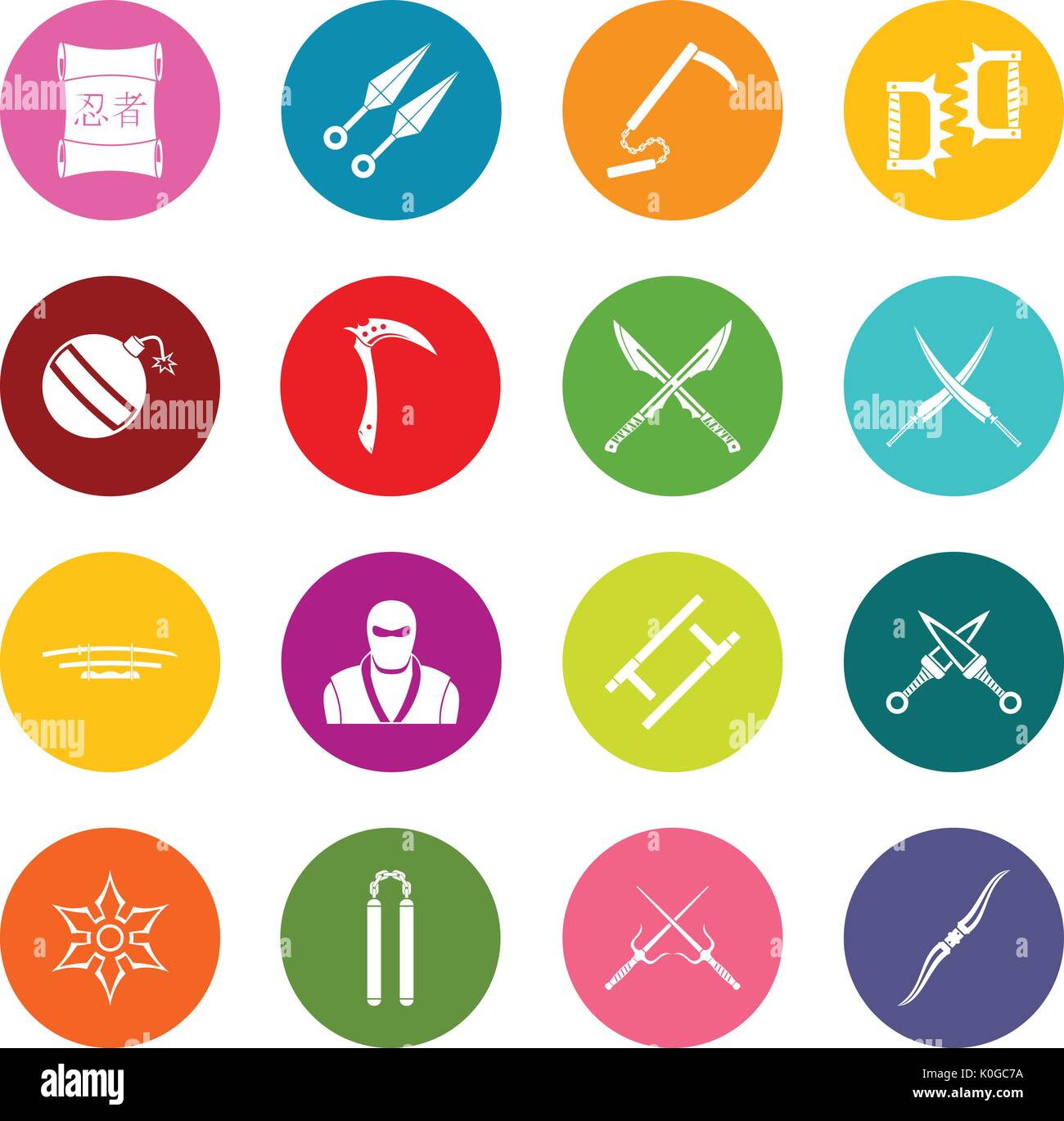 Ninja tools icons many colors set Stock Vector Image & Art - Alamy