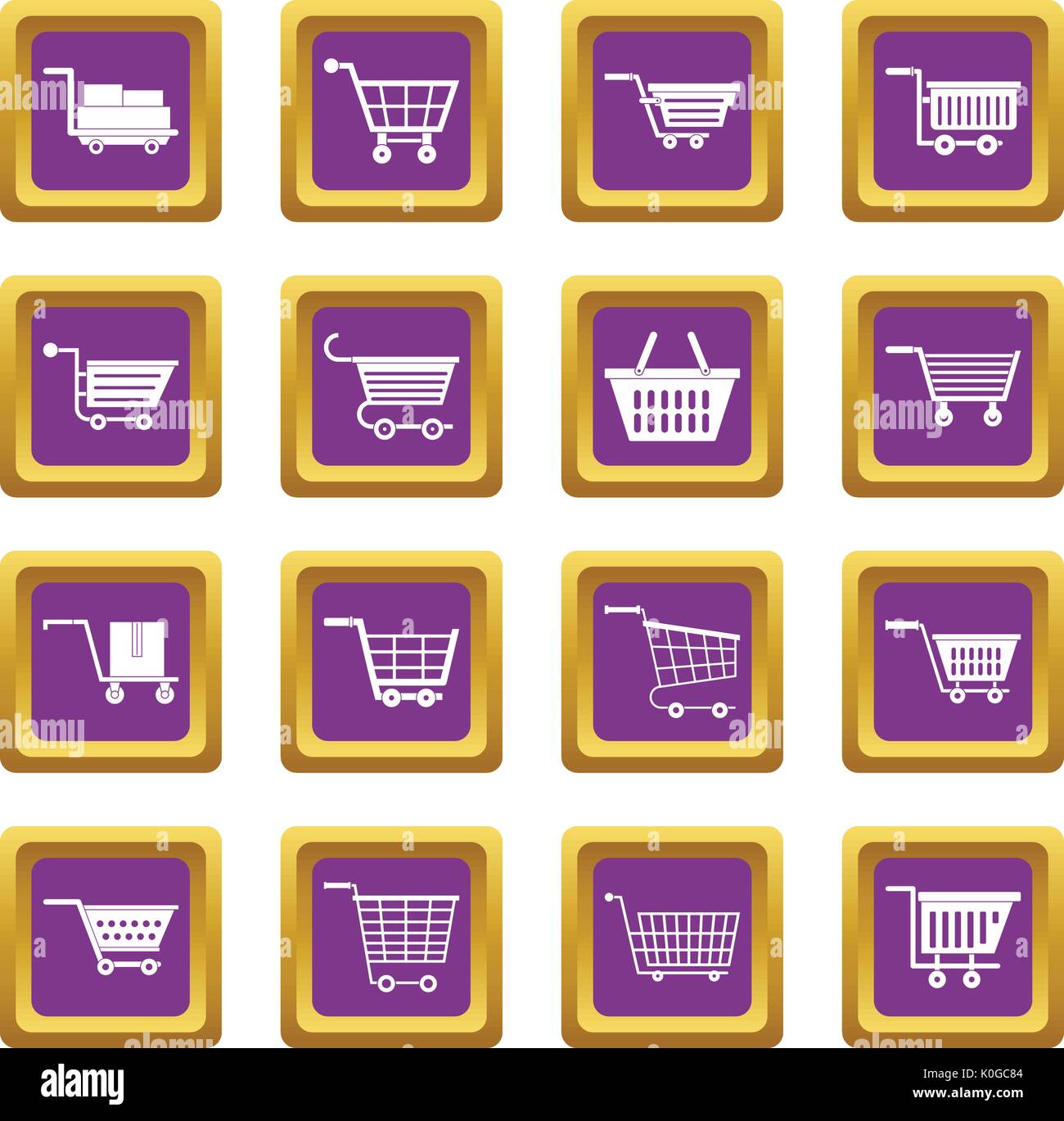 Shopping cart icons set purple Stock Vector Image & Art - Alamy