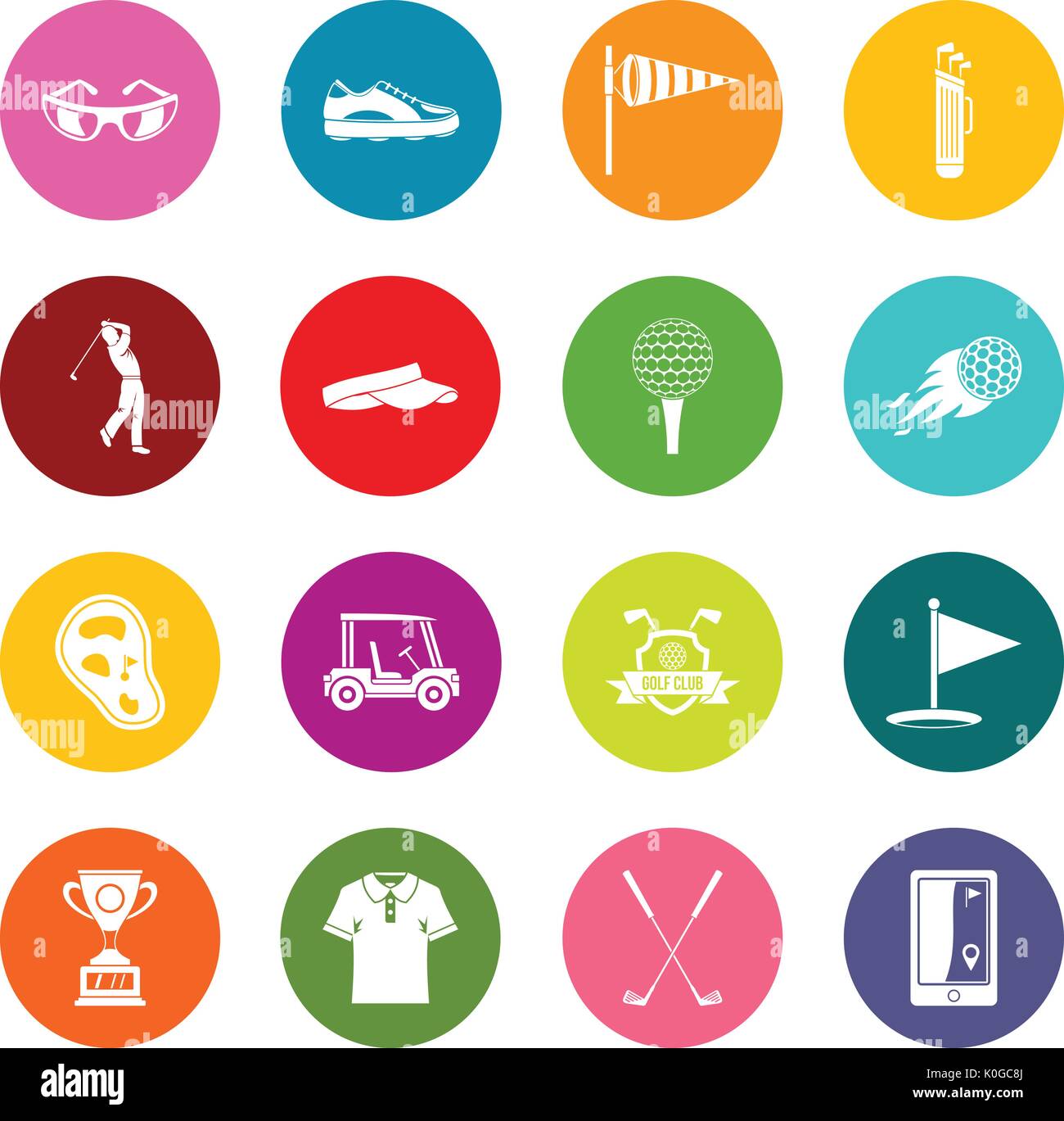 Golf items icons many colors set Stock Vector Image & Art - Alamy
