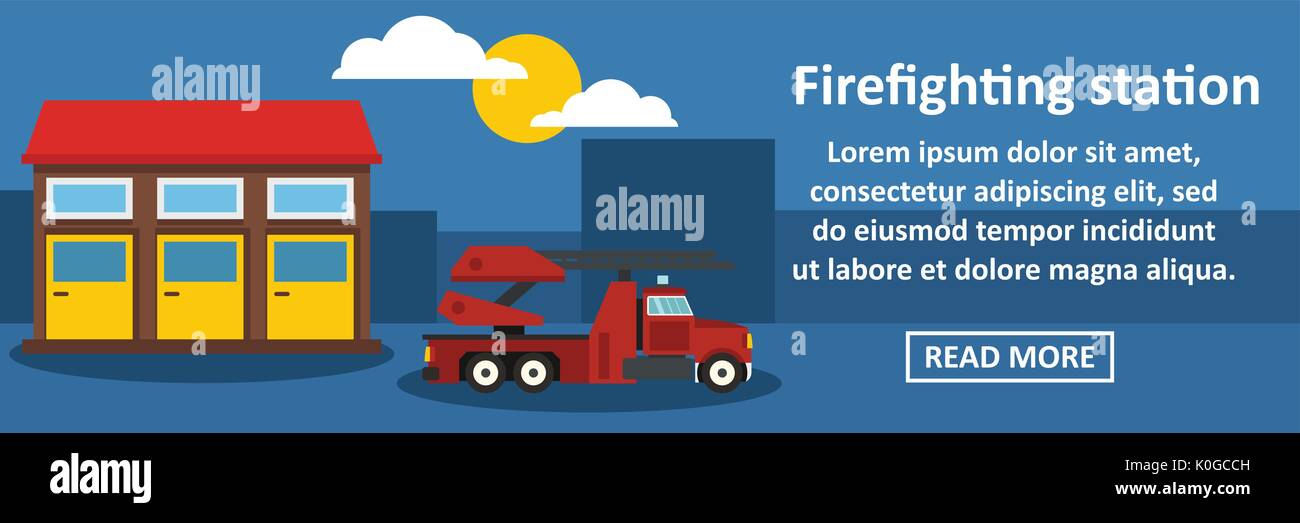 Firefighting station banner horizontal concept Stock Vector Image & Art ...