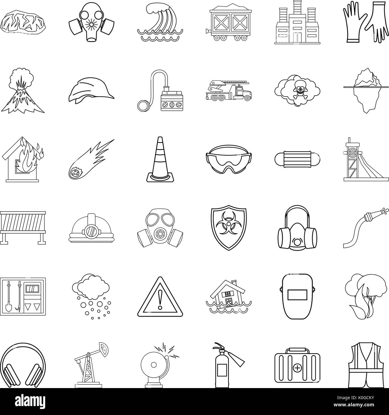 Disaster icons set, outline style Stock Vector Image & Art - Alamy