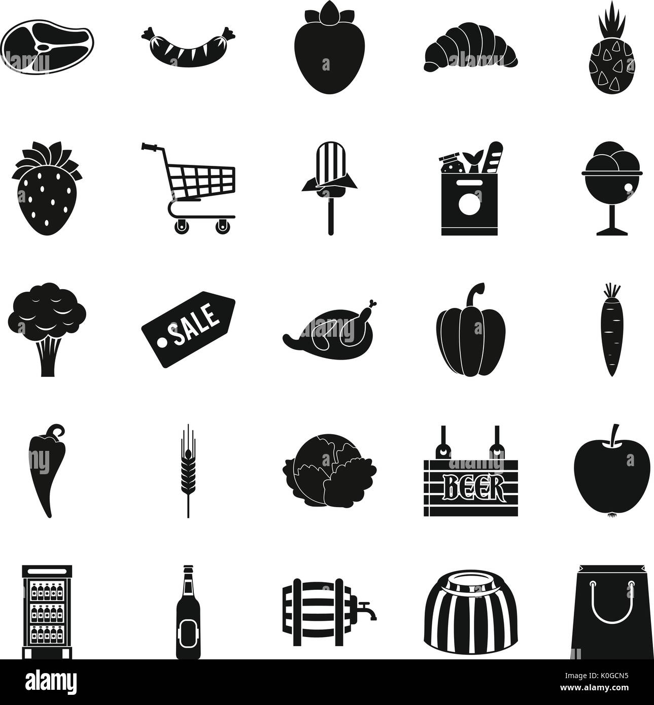 Food sale icons set, simple style Stock Vector Image & Art - Alamy