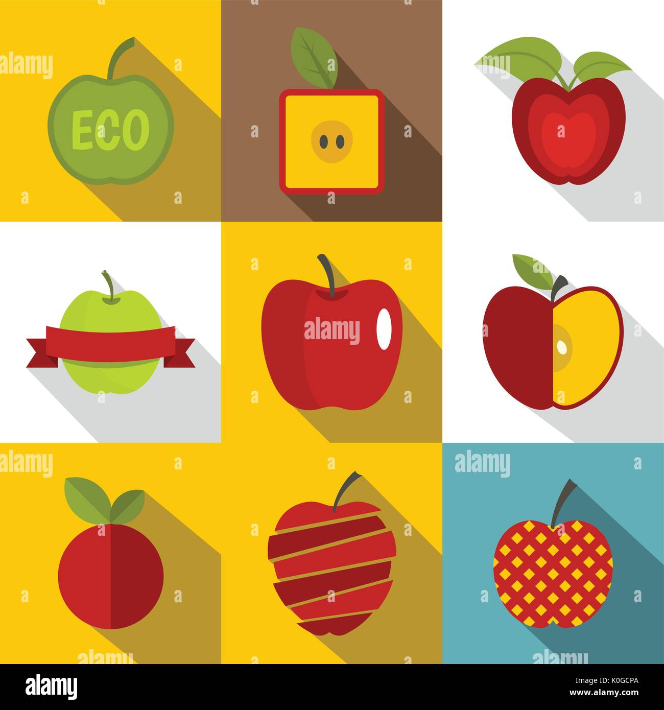 Creative apple icons set, flat style Stock Vector Image & Art - Alamy