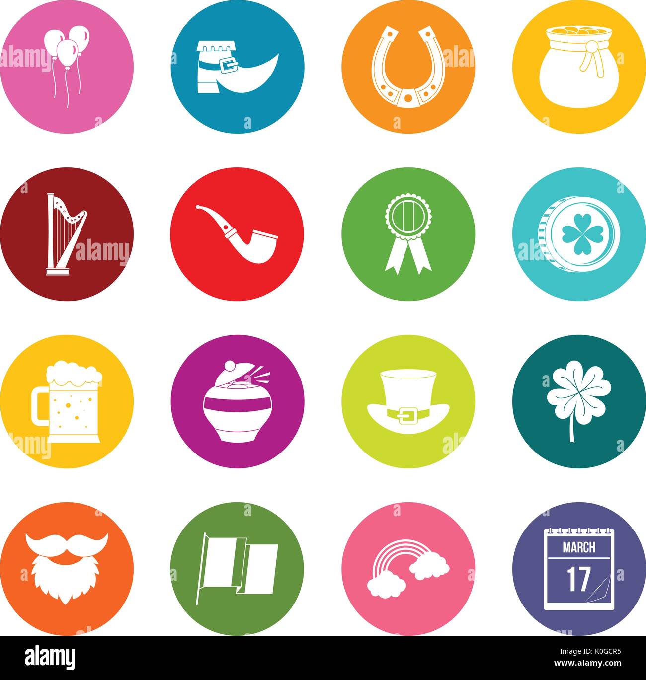 Saint Patrick icons many colors set Stock Vector Image & Art - Alamy