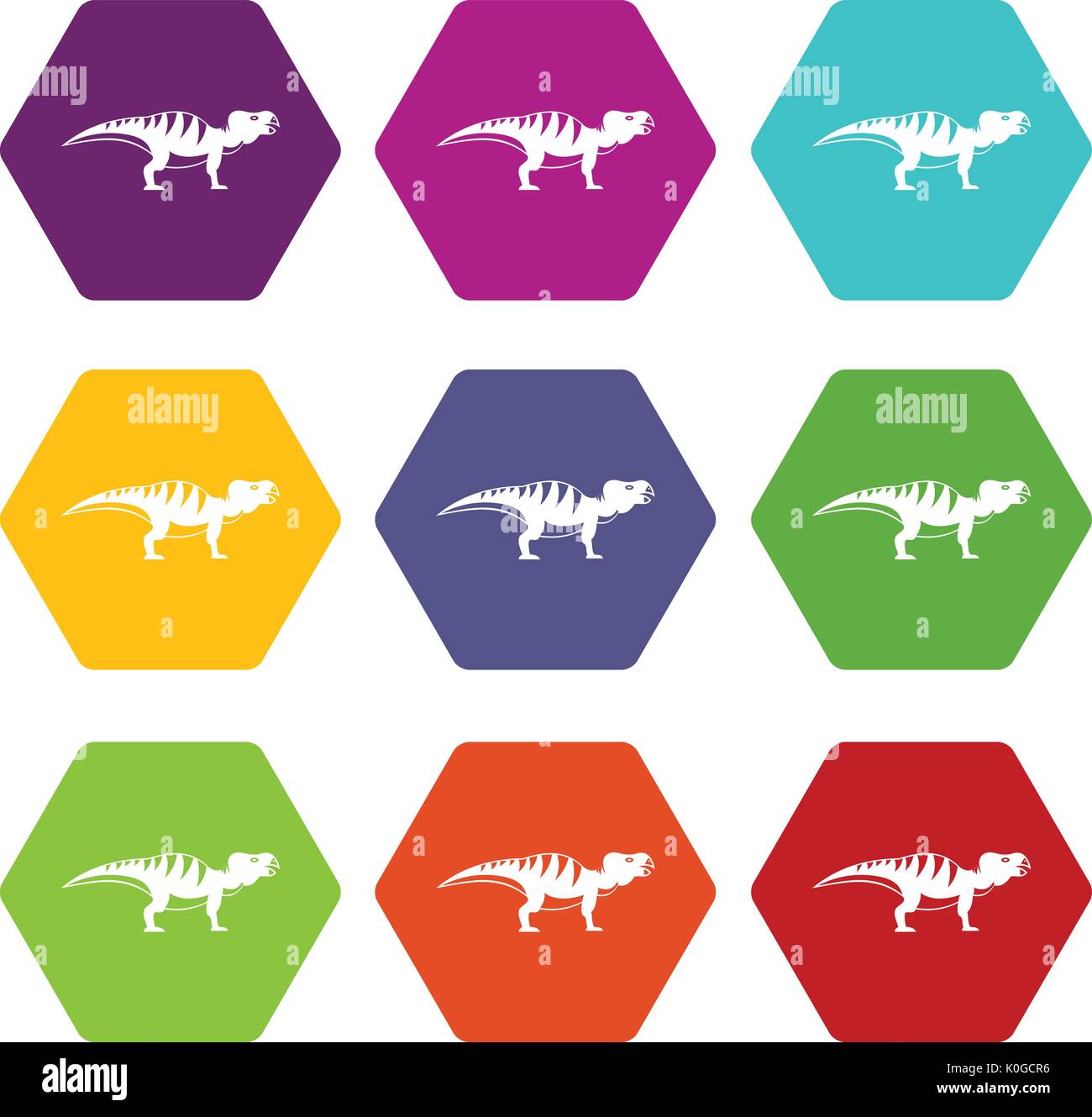 Hadrosaurid dinosaur icon set color hexahedron Stock Vector Image & Art ...