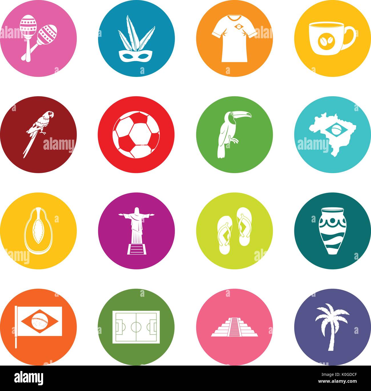 Brazil travel symbols icons many colors set Stock Vector Image & Art ...