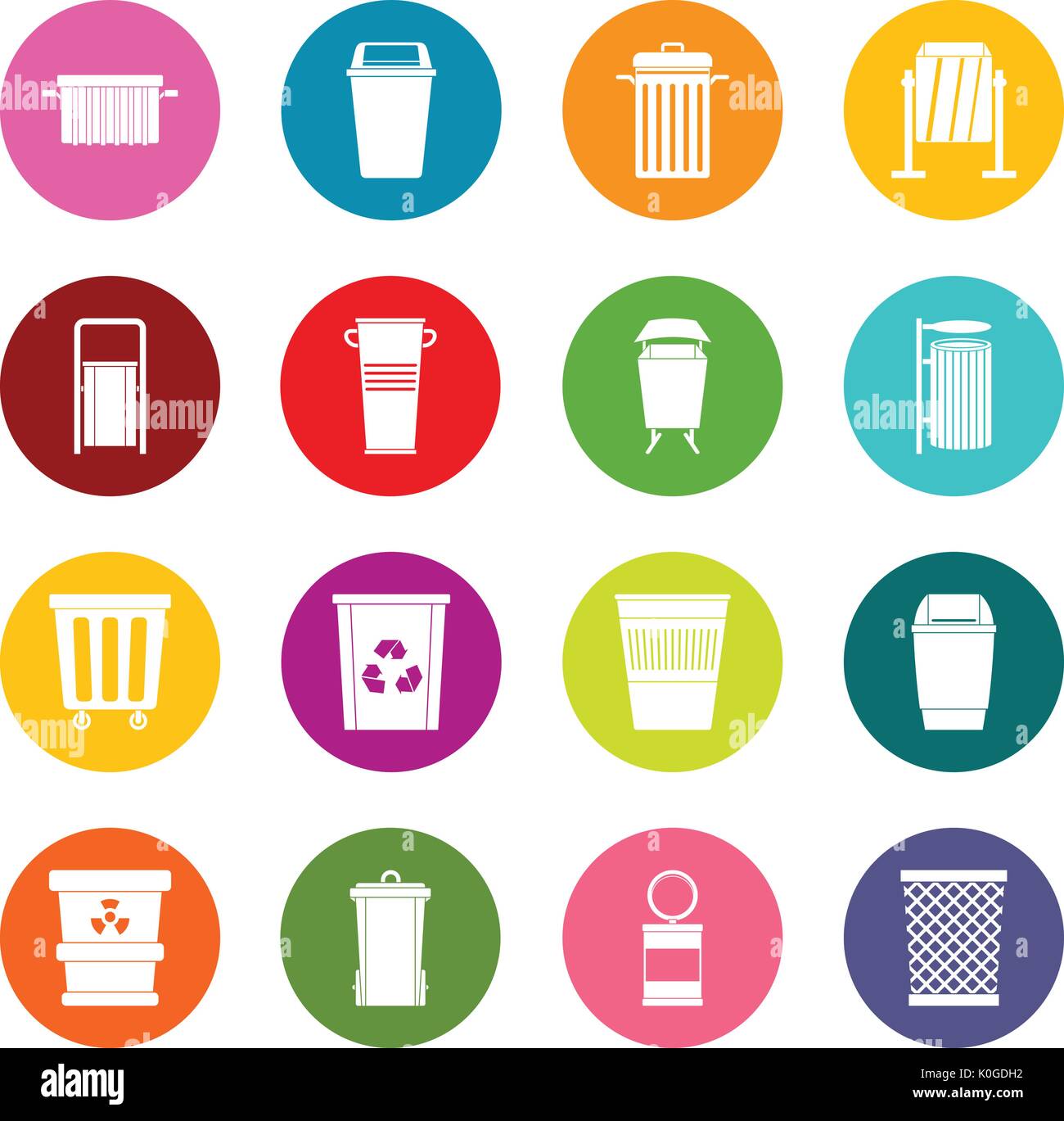 Garbage container icons many colors set Stock Vector Image & Art - Alamy