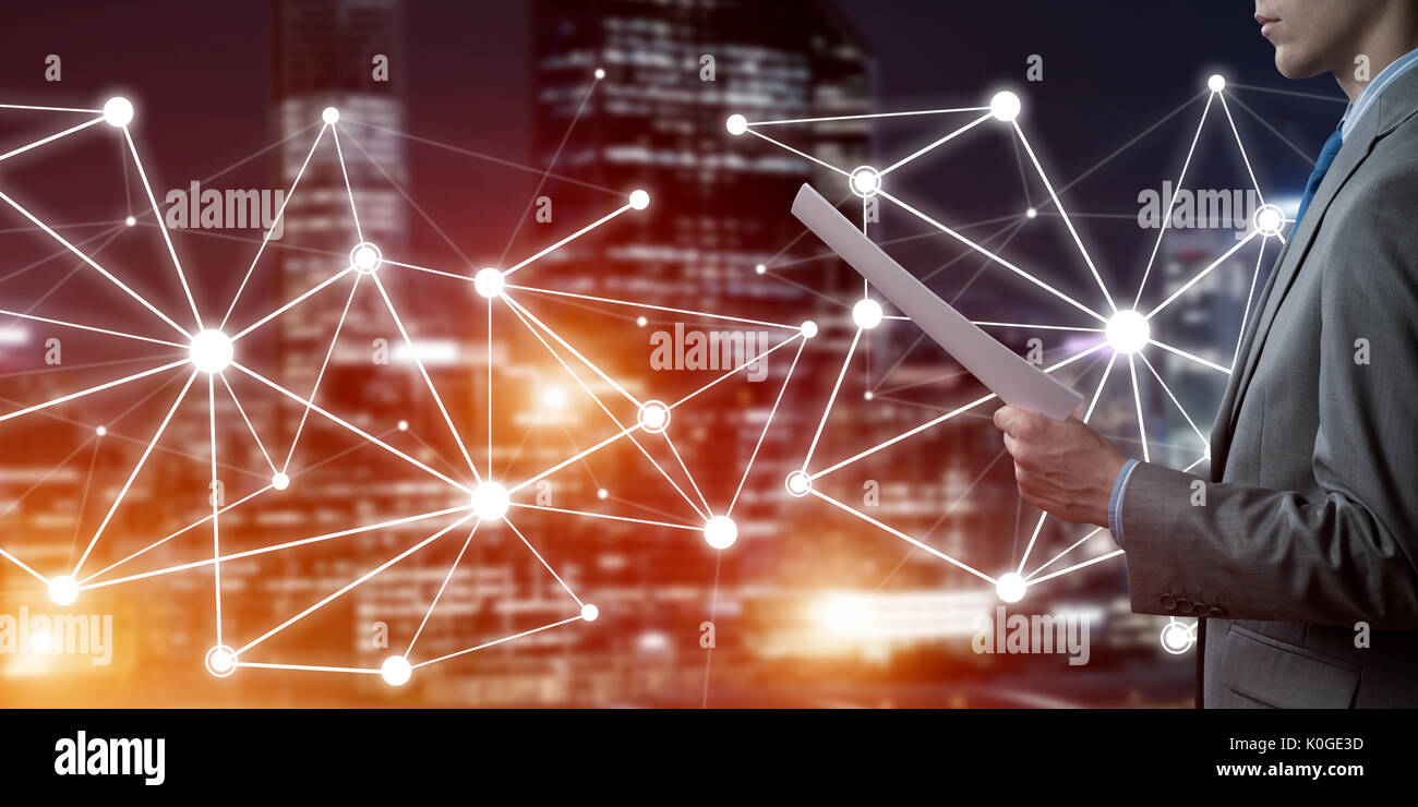 Concept of modern business networking that connect and cooperate people ...