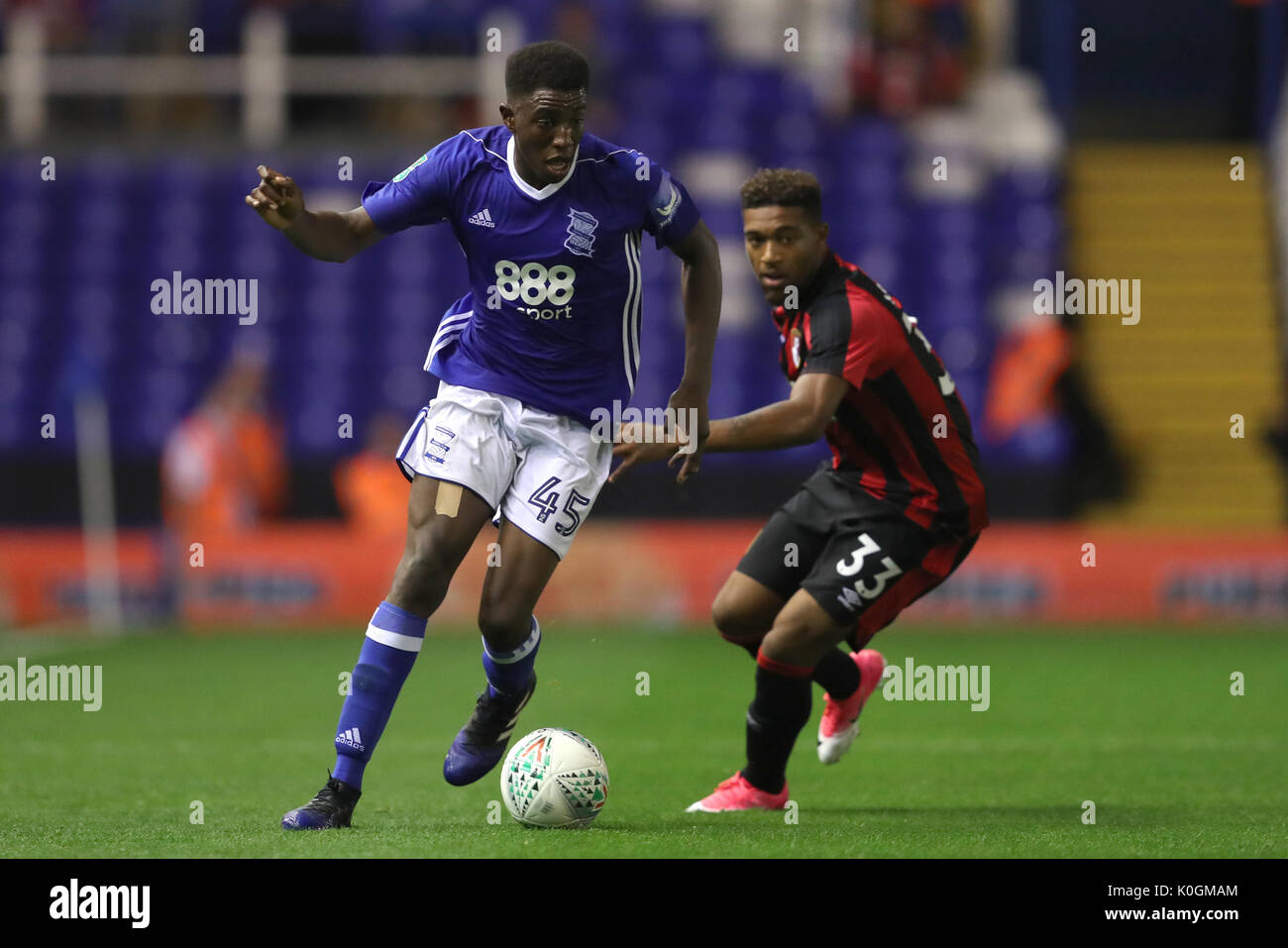 Birmingham City's Wes Harding (left) and AFC Bournemouth's Jordon Ibe ...