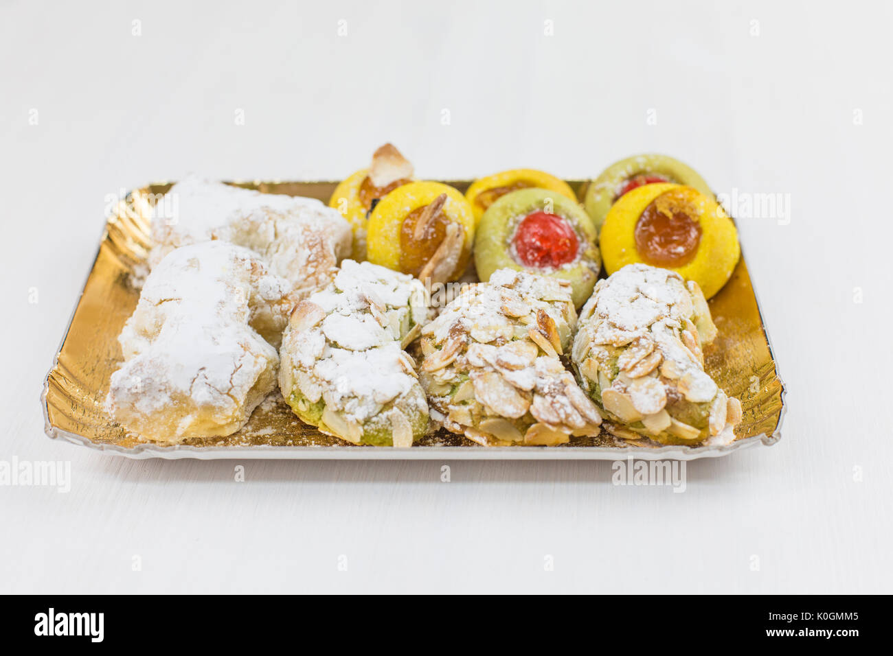 Isolated Sicilian pastry on rectangular tray Stock Photo - Alamy