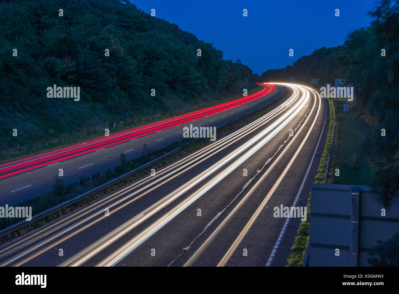 Car light trails on UK motor way Stock Photo - Alamy