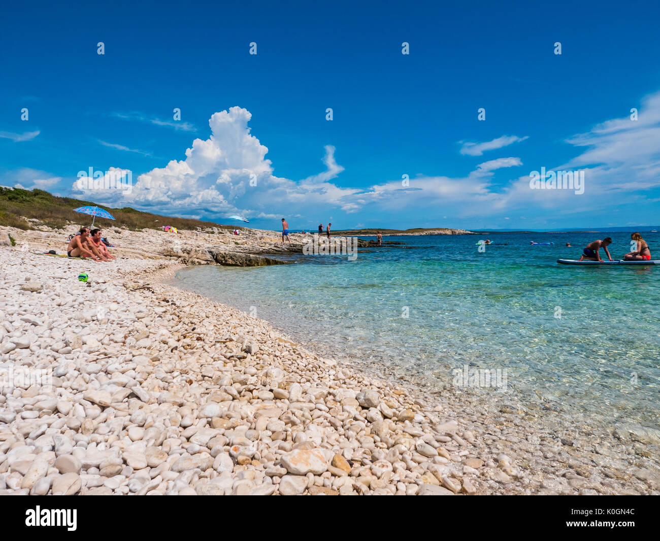Istria, Croatia - 26 July 2017 - People enjoying on a beautiful wild ...