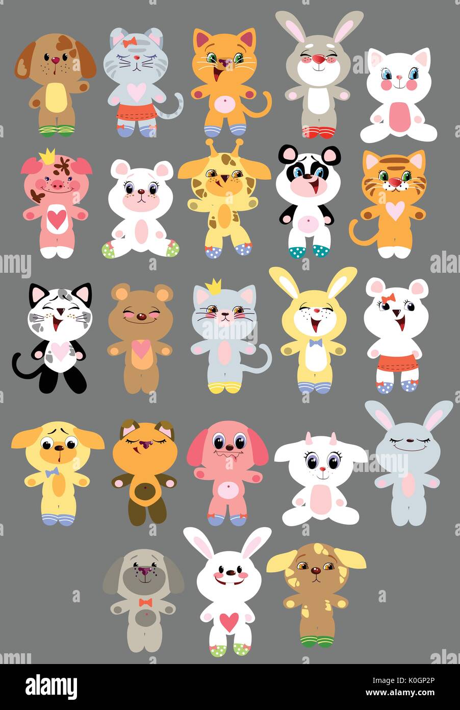 Cute animals vector set Stock Vector Image & Art - Alamy