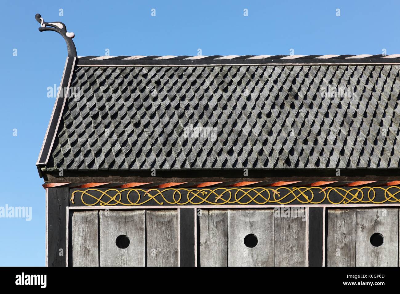Roof and details of a viking church in Moesgaard, Denmark Stock Photo ...