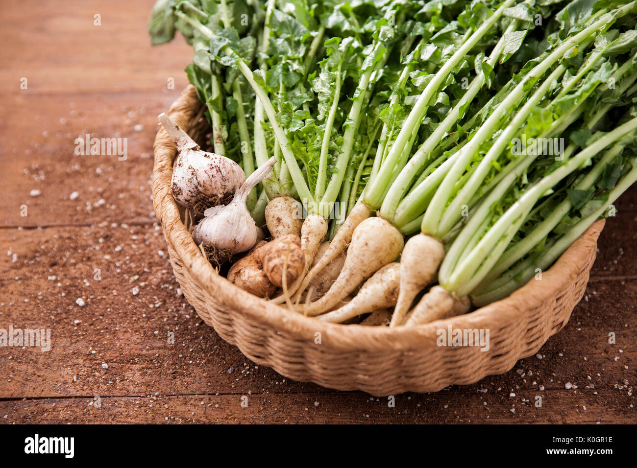 Fresh organic vegetables in a basket Stock Photo - Alamy